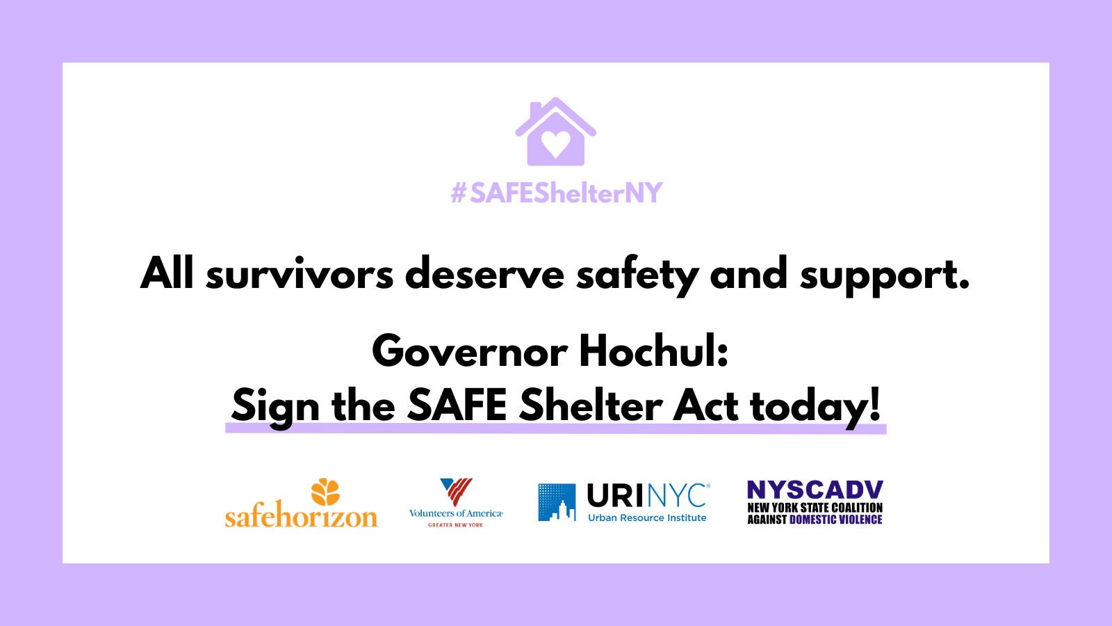 The SAFE Shelter Act | Safe Horizon